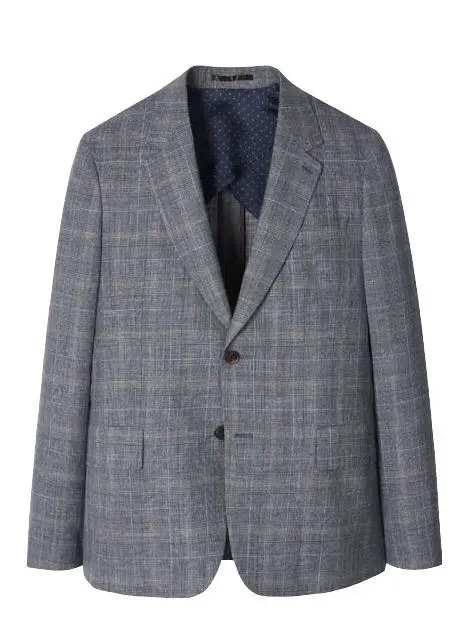 Paul Smith Summertime Check Wool-silk Blazer - Blue