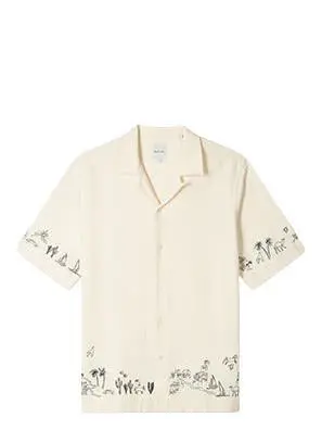 Paul Smith Ecru Viscose-linen Embroidered Shirt - White