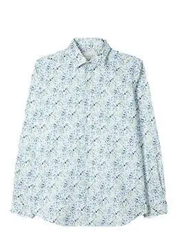 Paul Smith Tailored-fit 'watercolour Blossom' Print Shirt - Blue