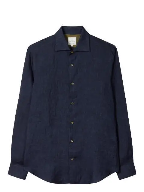 Paul Smith Slim-fit Navy Linen Shirt - Blue