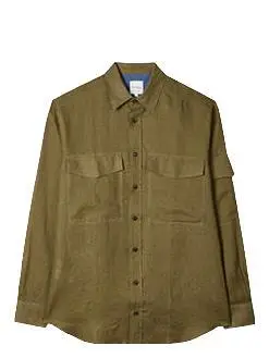 Paul Smith Khaki Linen Patch-pocket Shirt - Green