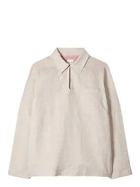 Paul Smith Oatmeal Linen Oversized Pop-over Shirt - White