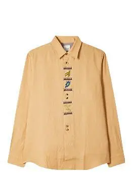 Paul Smith Peach Linen Embroidered Shirt - Yellow