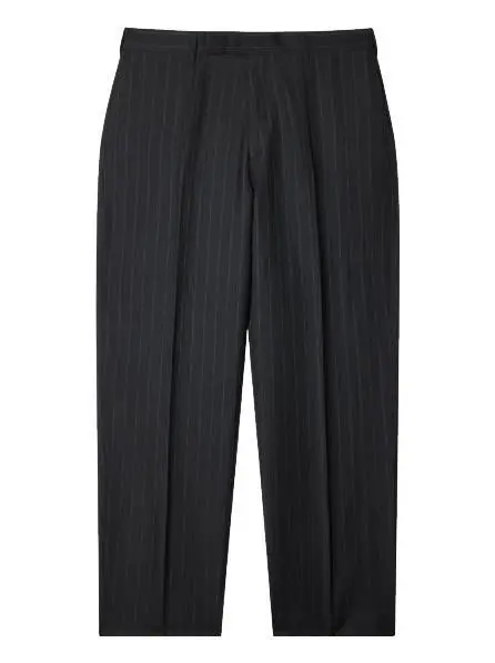 Paul Smith Relaxed-fit Wool-linen Pinstripe Trousers - Black