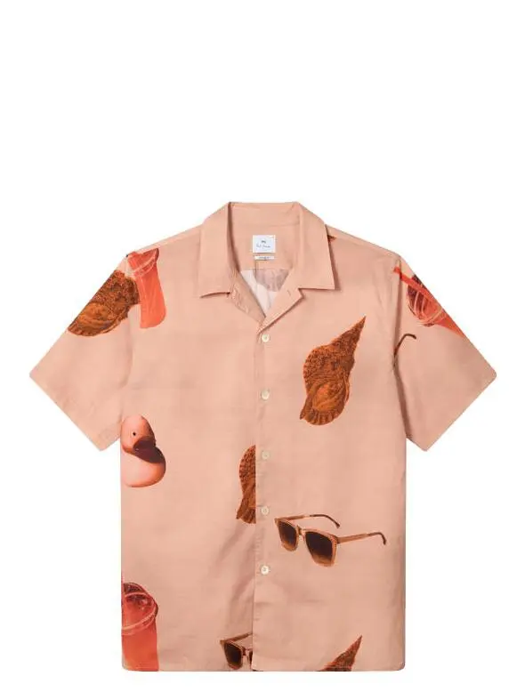 Paul Smith Sunbleached Snaps' Poplin Shirt - Orange