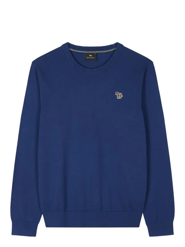 Paul Smith Organic Cotton Zebra Logo Sweater - Blue