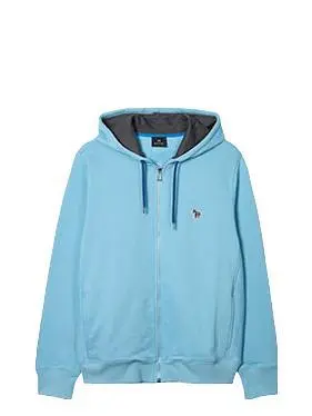 Paul Smith Cotton Zip-front Hoodie With Zebra Logo - Blue