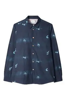 Paul Smith Navy 'sunbleached Snaps' Poplin Shirt - Blue