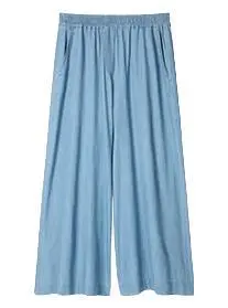 Paul Smith Chambray Wide-leg Cropped Trousers - Blue