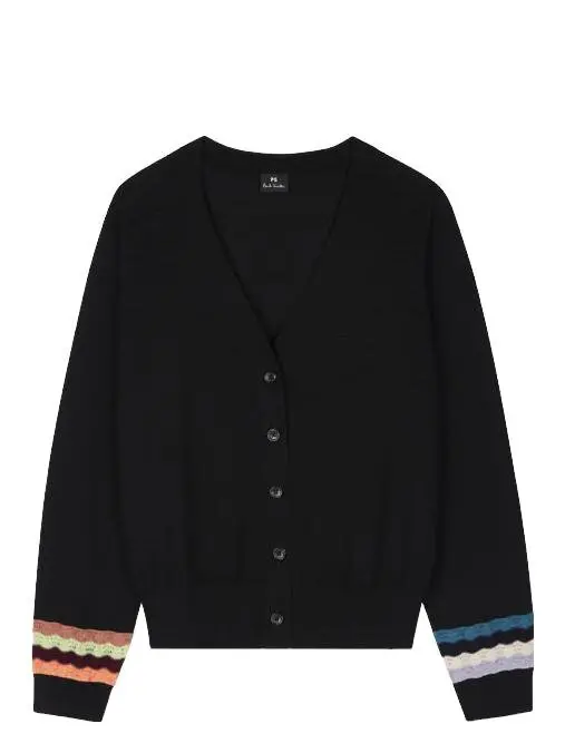 Paul Smith Zig Zag Sleeve Cardigan - Black