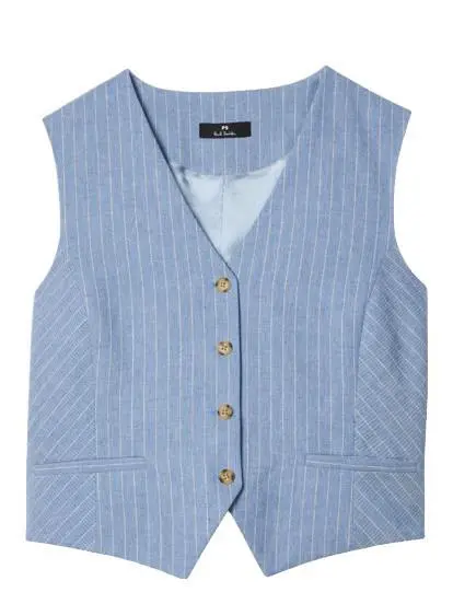 Paul Smith Light Pinstripe Waistcoat - Blue