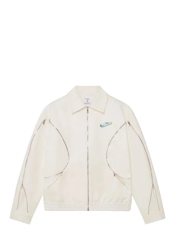 Casablanca Zip Cotton Drill Jacket - White
