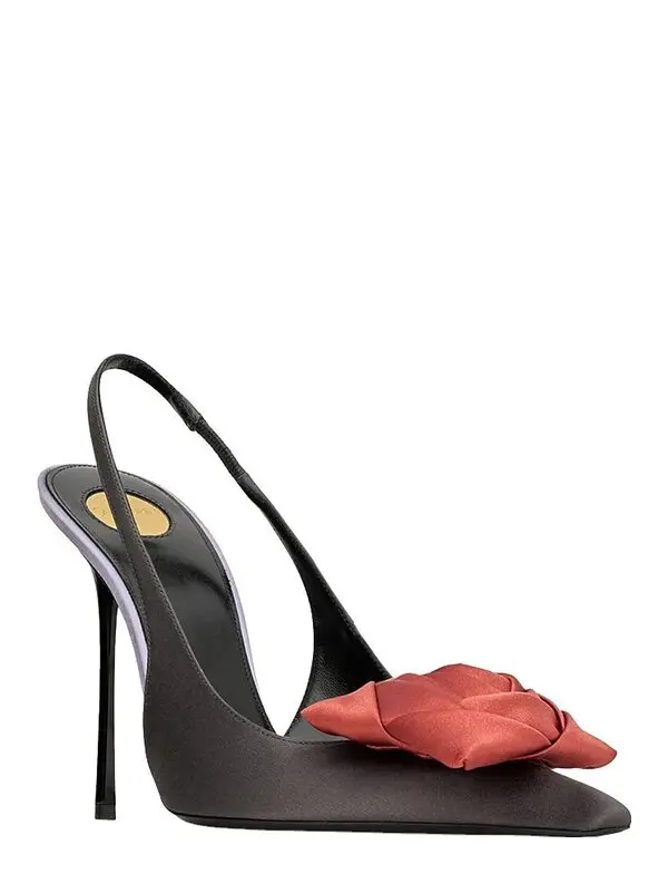 Saint Laurent Amalia Slingback Pumps - Dark Lilas Dark Ruggine