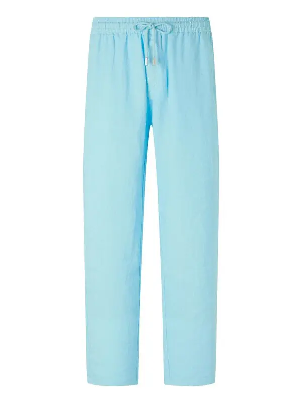 Vilebrequin Pacha Straight-leg Linen Drawstring Trousers - Blue