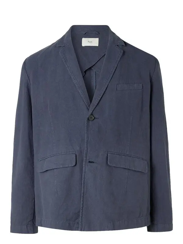 Folk Lunar Linen And Cotton-blend Blazer - Blue