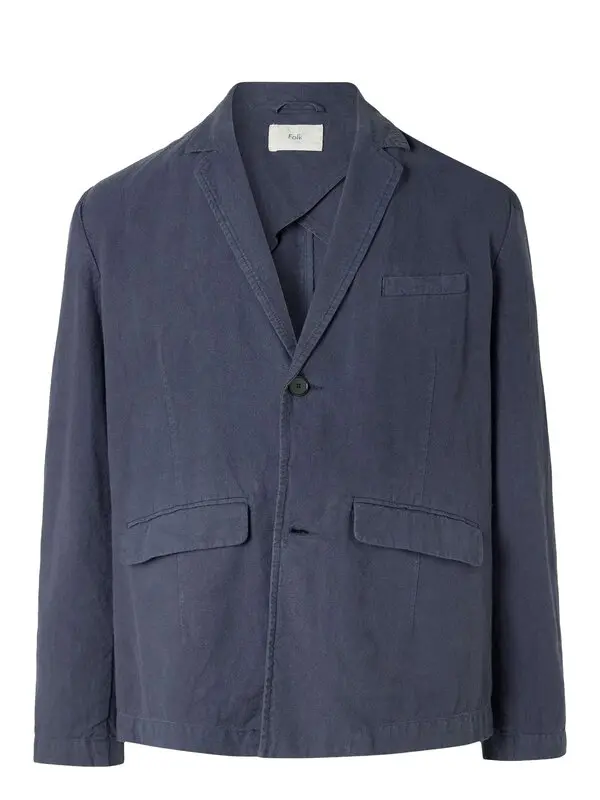 Folk Lunar Linen And Cotton-blend Blazer - Navy