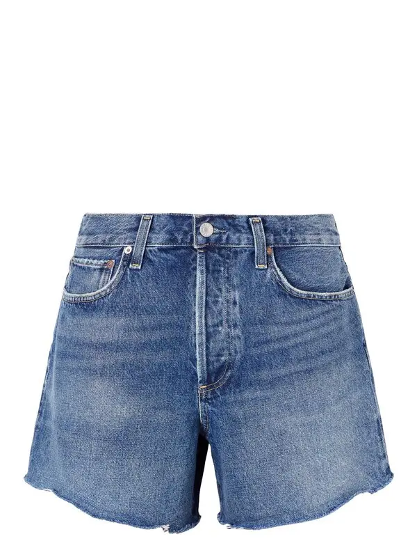 AGOLDE Nye Frayed Denim Shorts - Blue