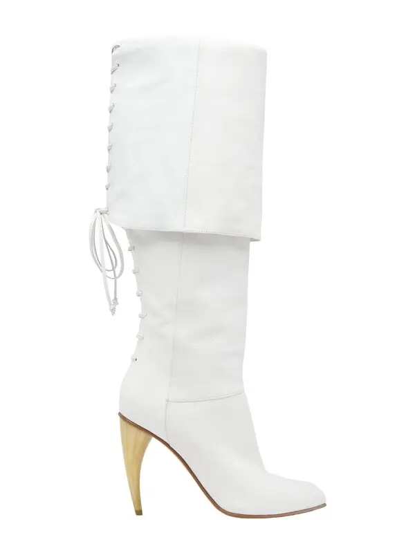 Alexander McQueen Horn Heel Knee-high Boots - White