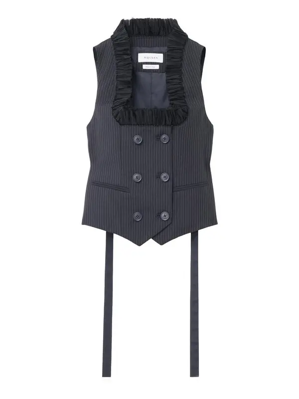 Alexander McQueen Pinstriped Tailored Waistcoat - Navy
