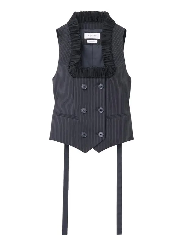 Alexander McQueen Pinstriped Tailored Waistcoat - Navy
