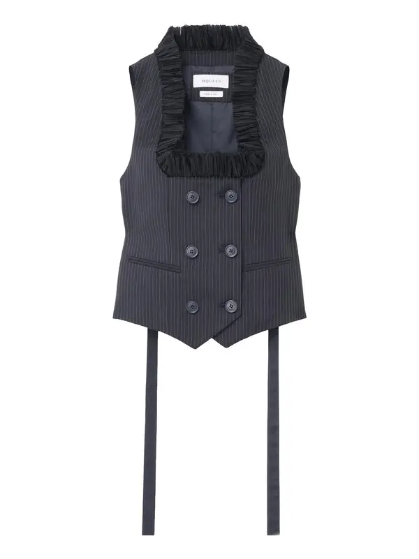 Alexander McQueen Pinstriped Tailored Waistcoat - Navy