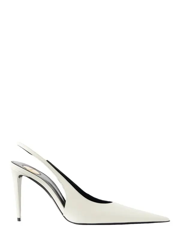 Saint Laurent Guermantes Leather Slingback Pumps - White