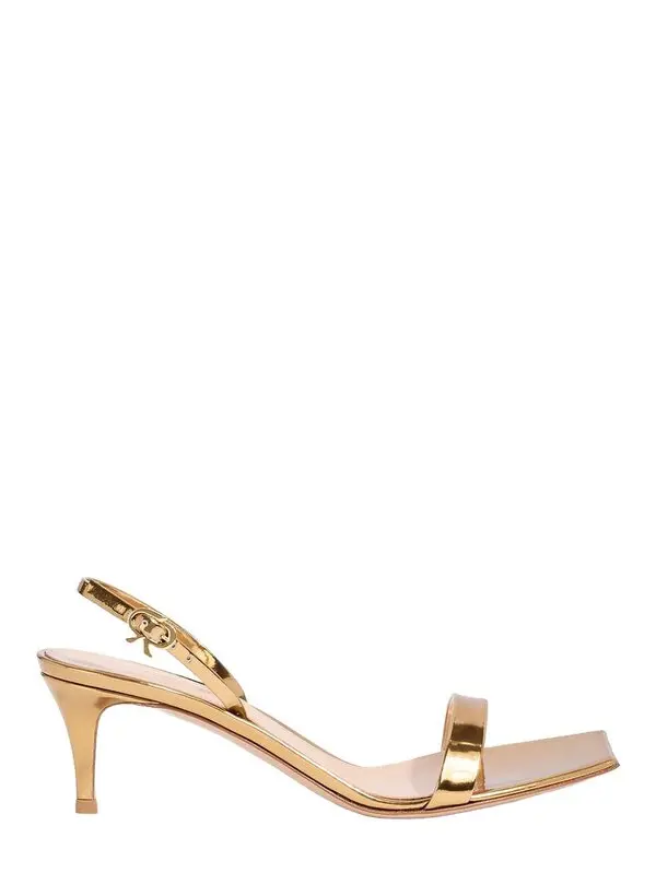GIANVITO ROSSI Ribbon 55 Mirrored-leather Slingback Sandals - Gold