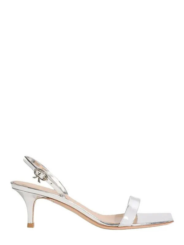 GIANVITO ROSSI Ribbon 55 Mirrored-leather Slingback Sandals - Silver