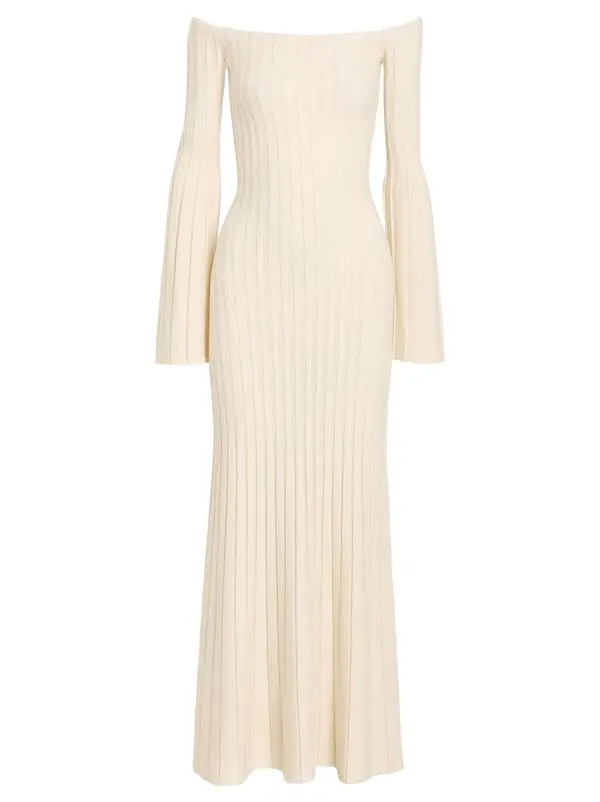 Gabriela Hearst Off-the-shoulder Wool And Cashmere-blend Maxi Dress - Ivory