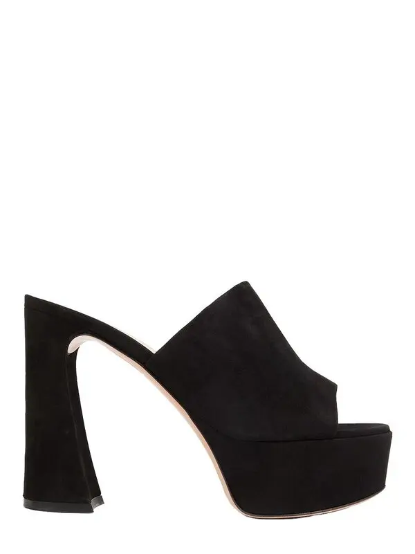GIANVITO ROSSI Holly 120 Suede Platform Mules - Black