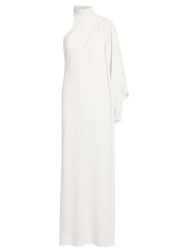 Zuhair Murad One-shoulder Draped Cady Gown - White