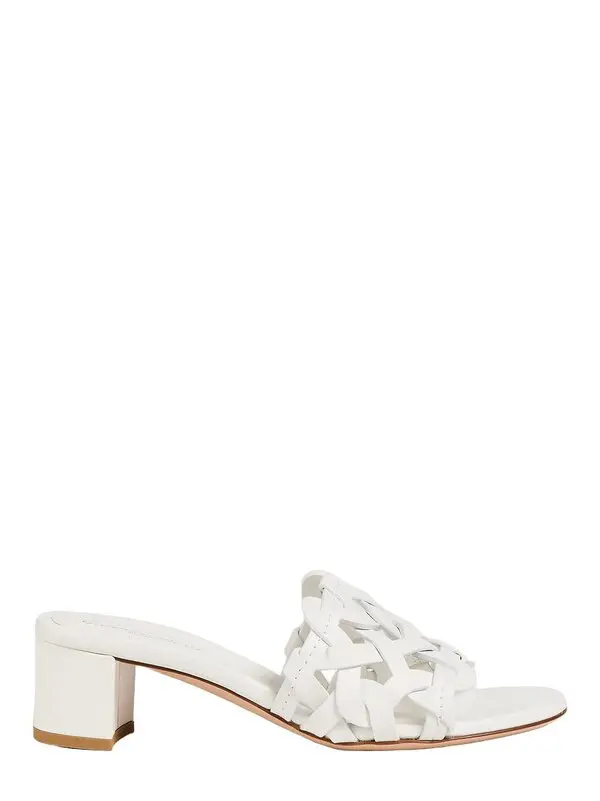 GIANVITO ROSSI Amalfi 45 Laser-cut Leather Mules - White