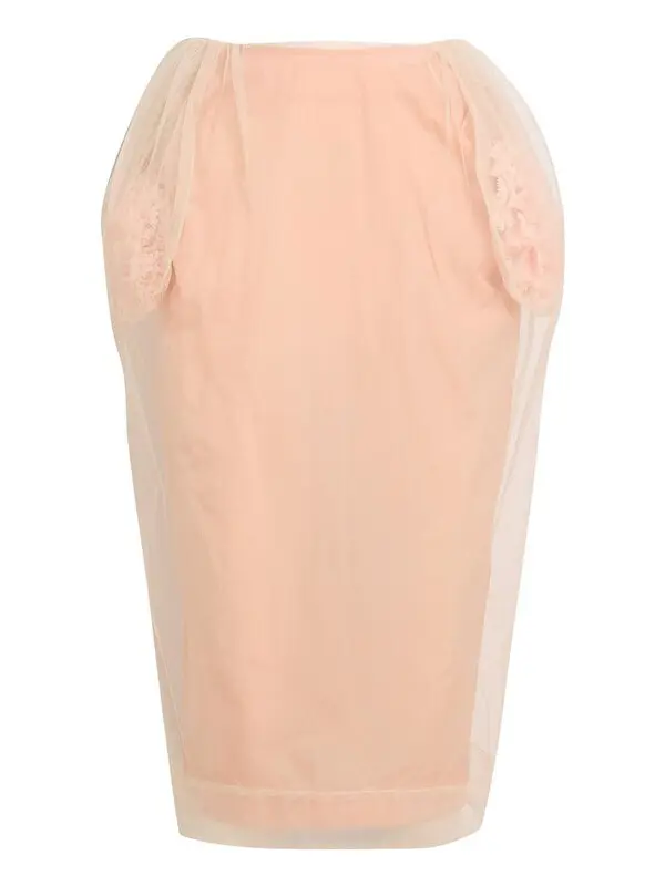 Simone Rocha Floral-appliquéd Tulle Midi Skirt - Peach