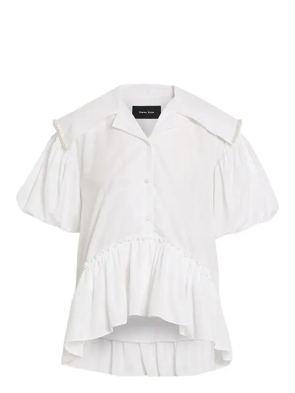 Simone Rocha Faux Pearl-embellished Cotton-poplin Blouse - White