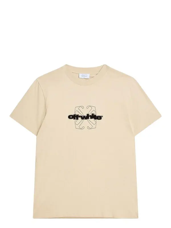 Off-White Flocked Cottonjersey Tshirt - Beige