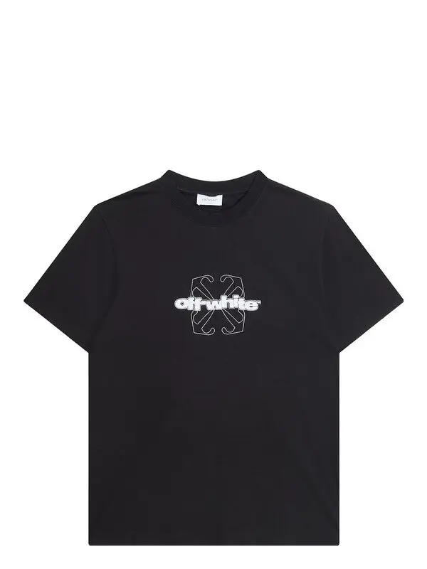 Off-White Flocked Cottonjersey Tshirt - Black
