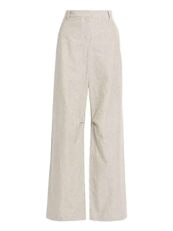 Brunello Cucinelli Striped Wide-leg Pants - Mushroom