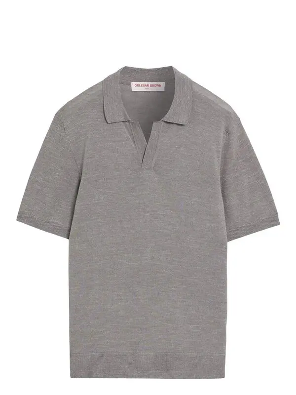 Orlebar Brown Horton Merino Wool, Silk And Linenblend Polo Shirt - Gray