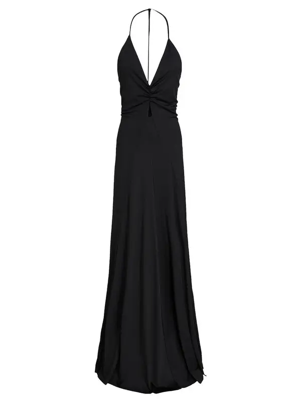 Victoria Beckham Ruched Cutout Stretch-jersey Maxi Dress - Black