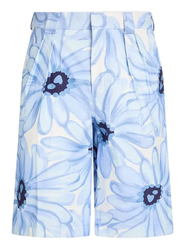 Jacquemus Floral-print Cotton-canvas Shorts - Light Blue