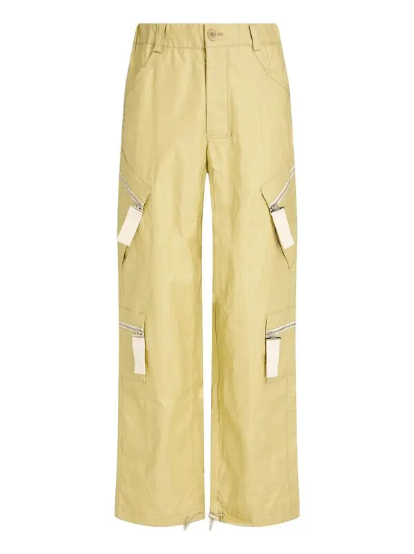 Jacquemus Coated Linen-canvas Cargo Pants - Sage Green