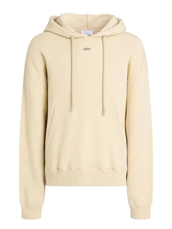 Off-White Printed French Cotton-terry Hoodie - Beige