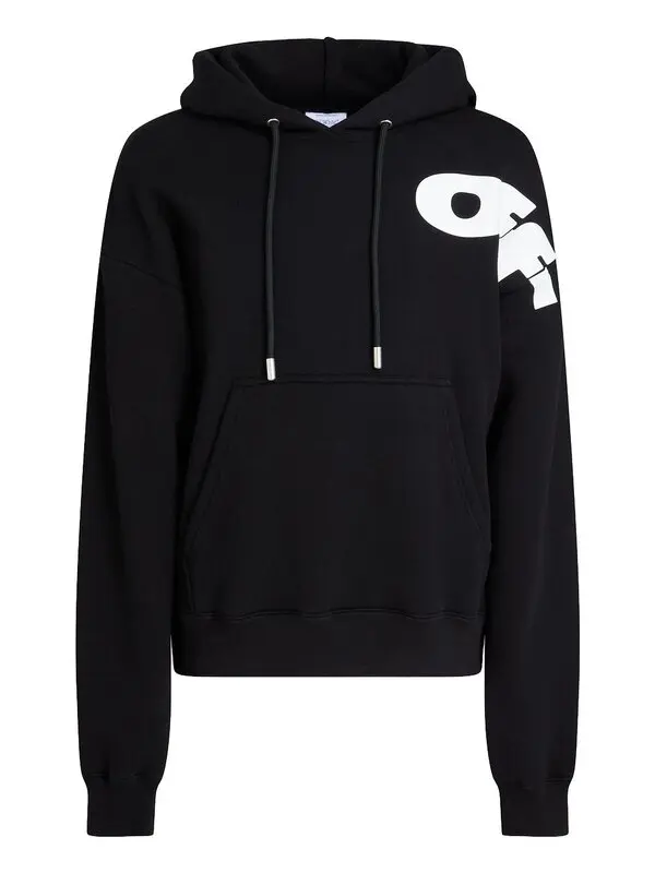 Off-White Printed Cotton-terry Hoodie - Black