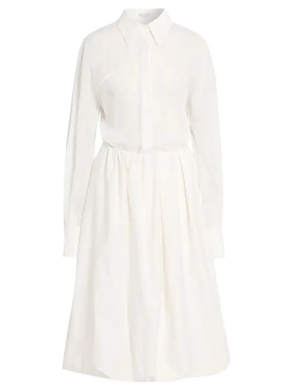 Brunello Cucinelli Organza And Cotton-blend Poplin Midi Shirt Dress - Off-white