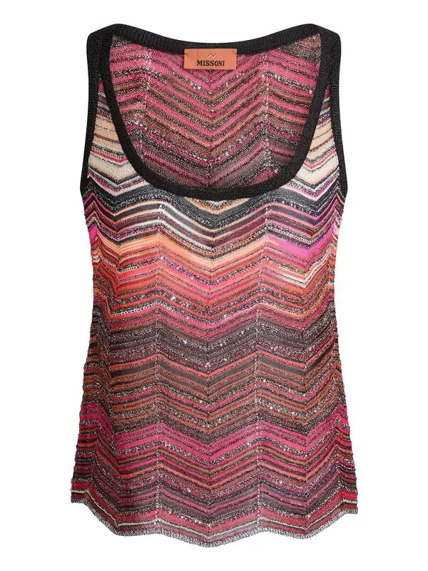 Missoni Metallic Sequin-embellished Crochet-knit Tank - Magenta