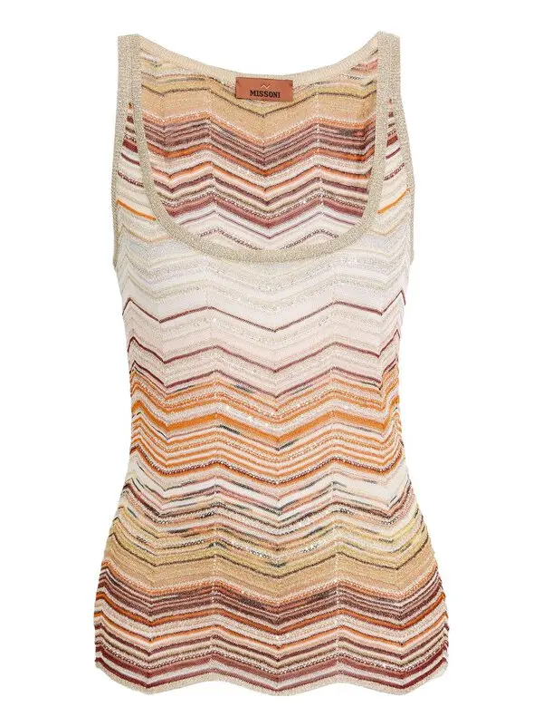 Missoni Metallic Sequin-embellished Crochet-knit Tank - Orange