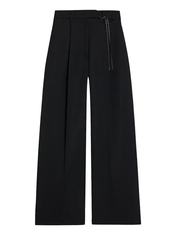 Simone Rocha Pleated Wide-leg Crepe Pants - Black
