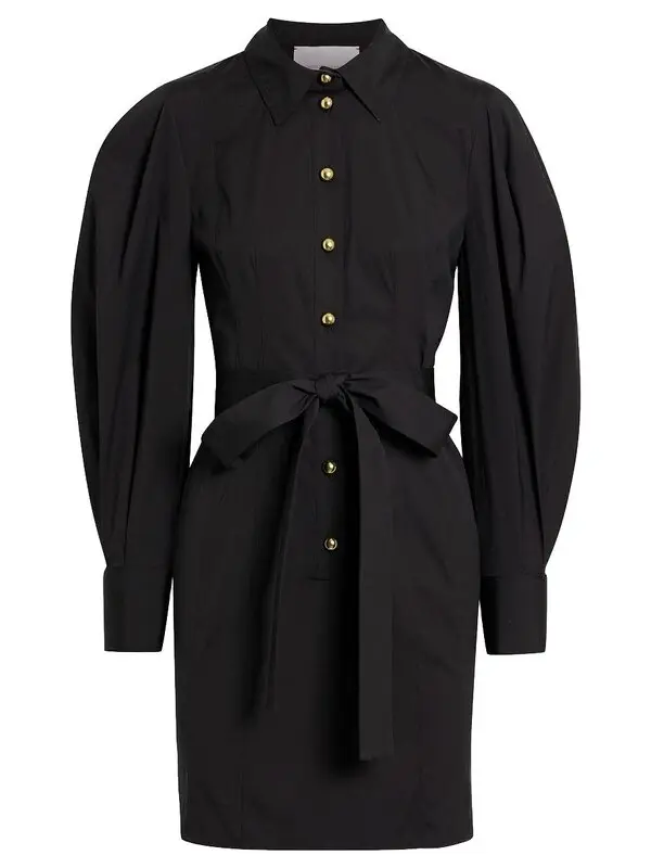 Carolina Herrera Cotton-blend Poplin Mini Shirt Dress - Black