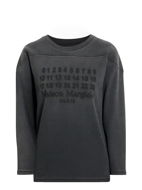 MAISON MARGIELA Logo-print Cotton-jersey Sweatshirt - Charcoal