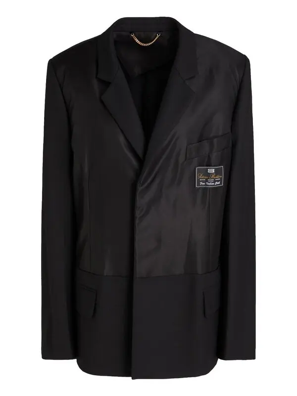 Victoria Beckham Appliquéd Satin And Twill Blazer - Black